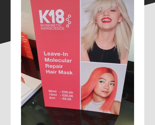 New K18 hair conditioning treatment available at 77 The Hill
